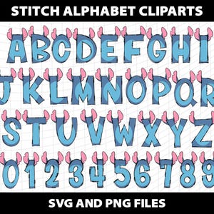 Stitch Svg Png Cliparts Doodle Letters Alphabet Font Bundle Sublimation ...