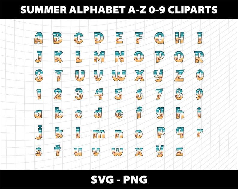 Summer Doodle Letters Alphabet Cliparts Beach Icecream Watermelon ...