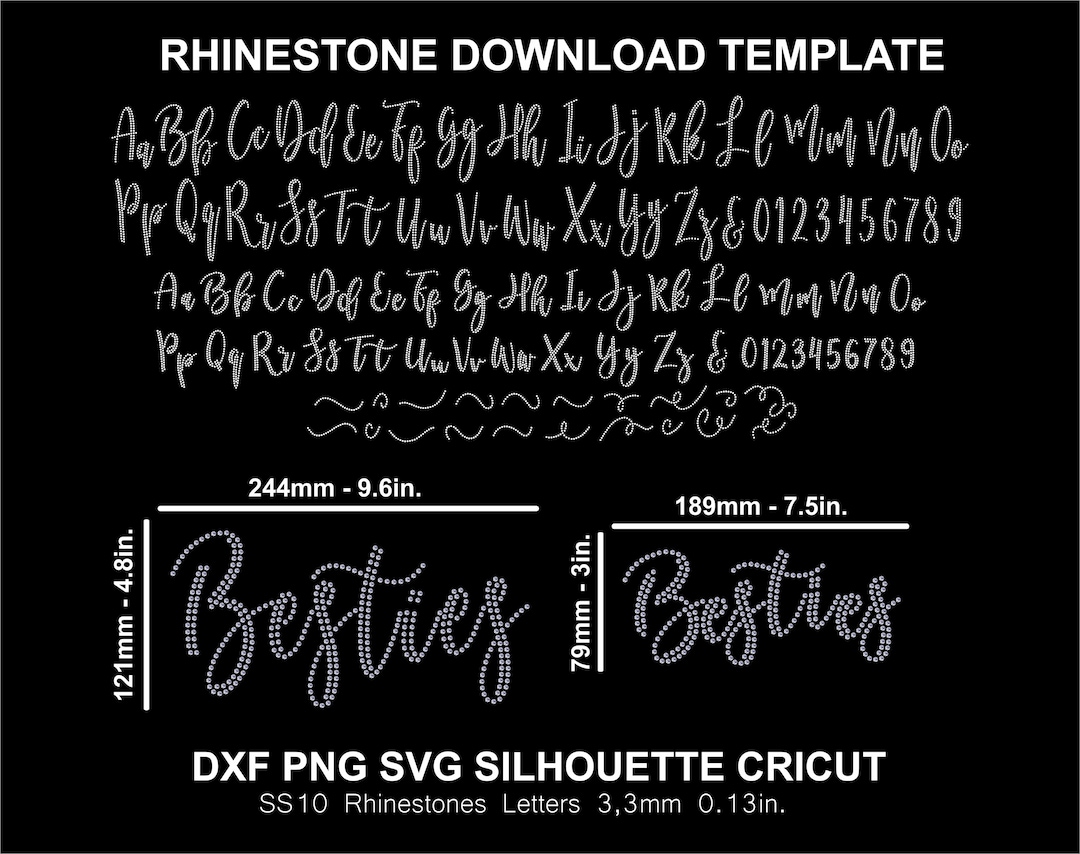 Rhinestone Template Font Letters Alphabet Cursive Handwrite Besties ...