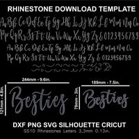 Rhinestone Template Font TTF, Rhinestone Calligraphy Font Svg ...