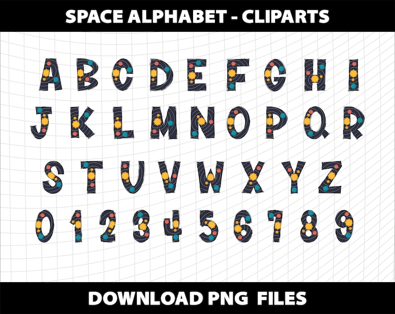 Space Alphabet Letters Clipart Svg Png Galaxy Astronaut Out Rocket ...
