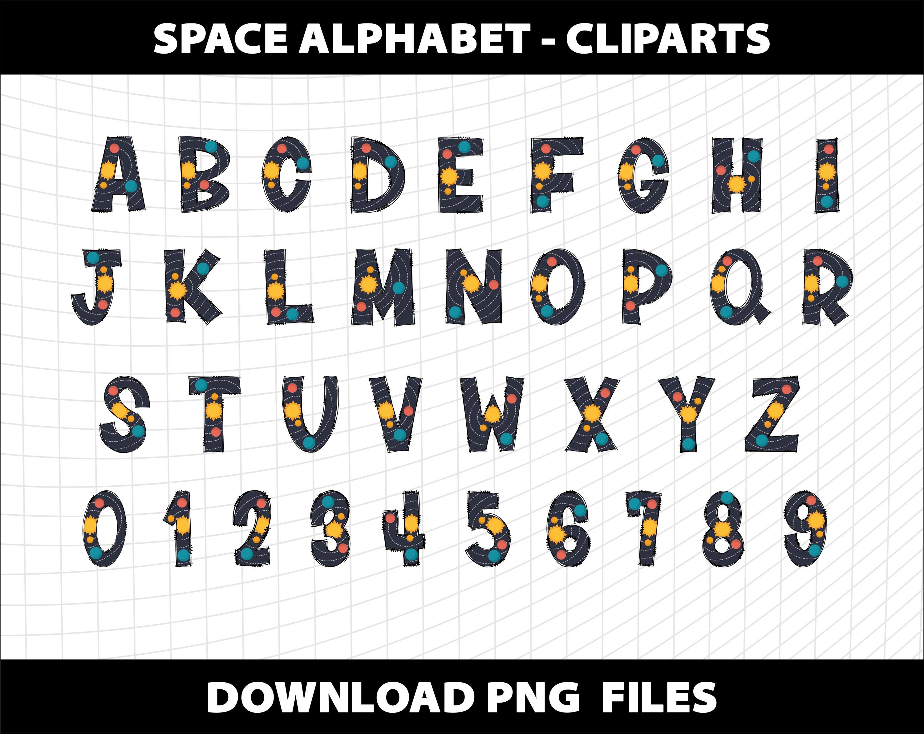 Space Alphabet Letters Clipart Svg Png Galaxy Astronaut Out Rocket ...