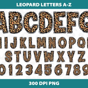 Animal Doodle Bundle Font Sublimation Safari Letters Alphabet Leopard ...