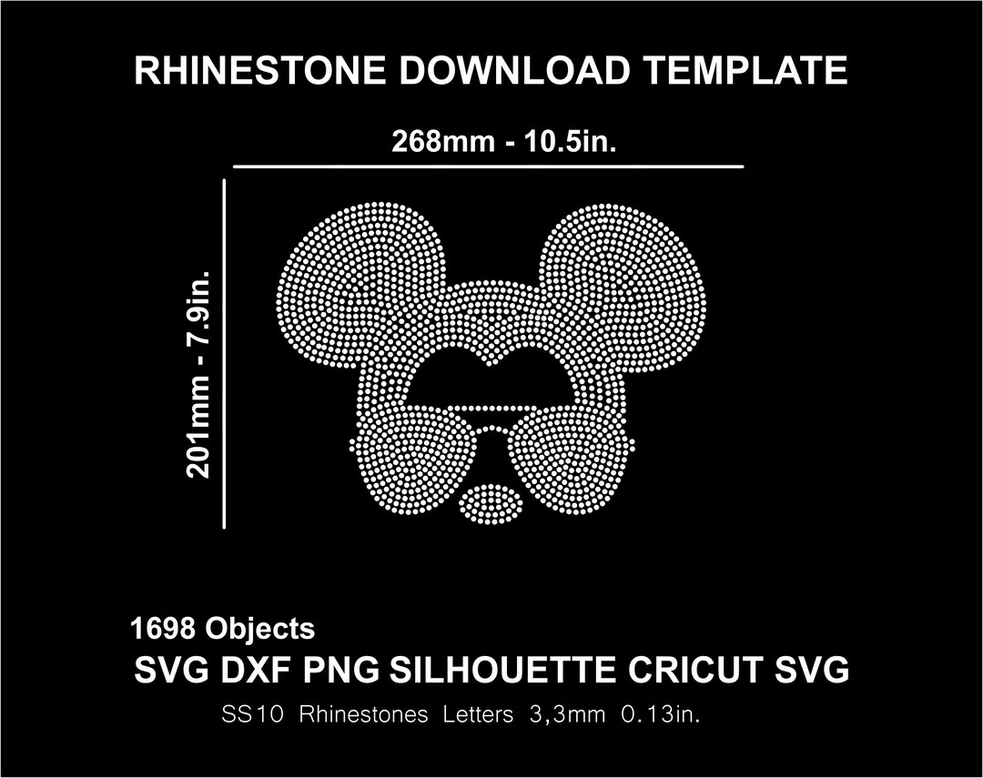 Rhinestone Mickey, Mouse, Ears, Sunglasses Silhouette Cricut Cameo Cut ...
