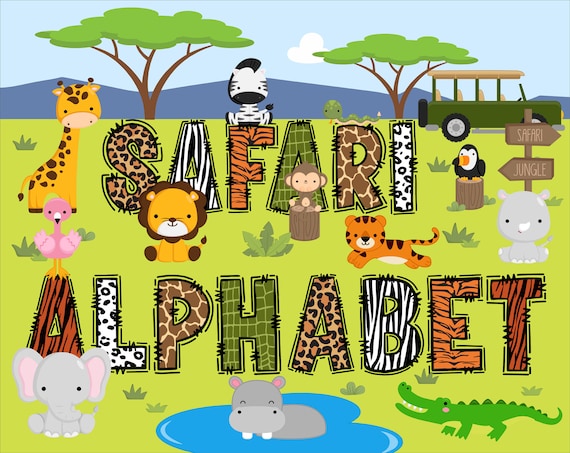 Printable Safari Animal Letters Jungle Flash Cards Etsy