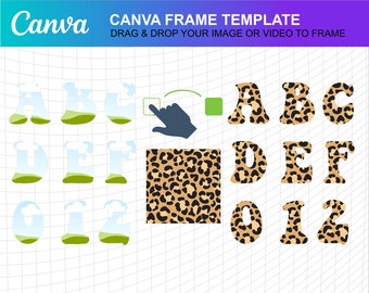 Split Half Letters Alphabet Font Blank Transparent Canva Frame Template ...