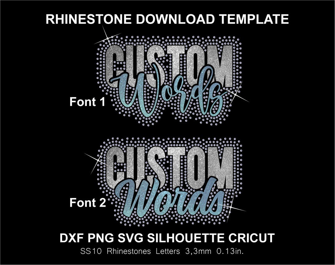 Custom Rhinestone & Vinyl HTV DTF Add Your Text Name Words Svg Dxf Png ...