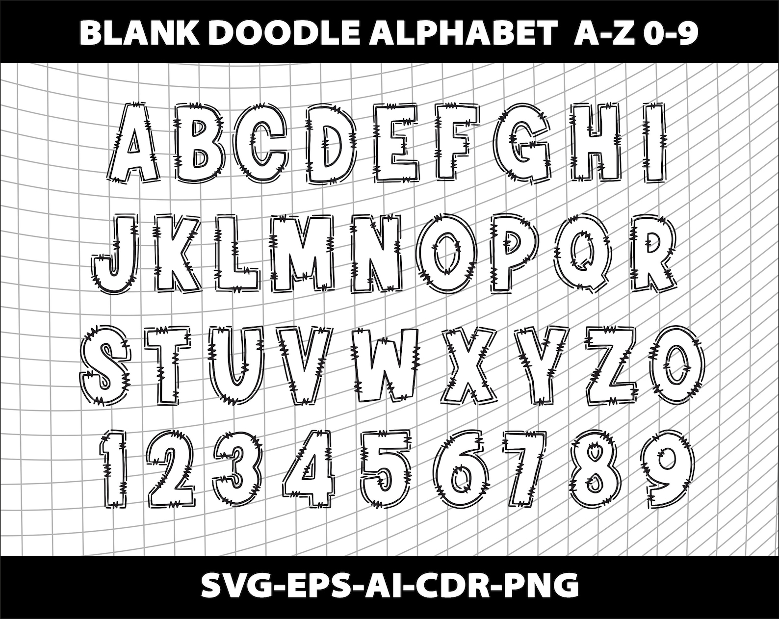 Doodle Blank Transparent Letters Font Alphabet Png Svg Cdr Template ...