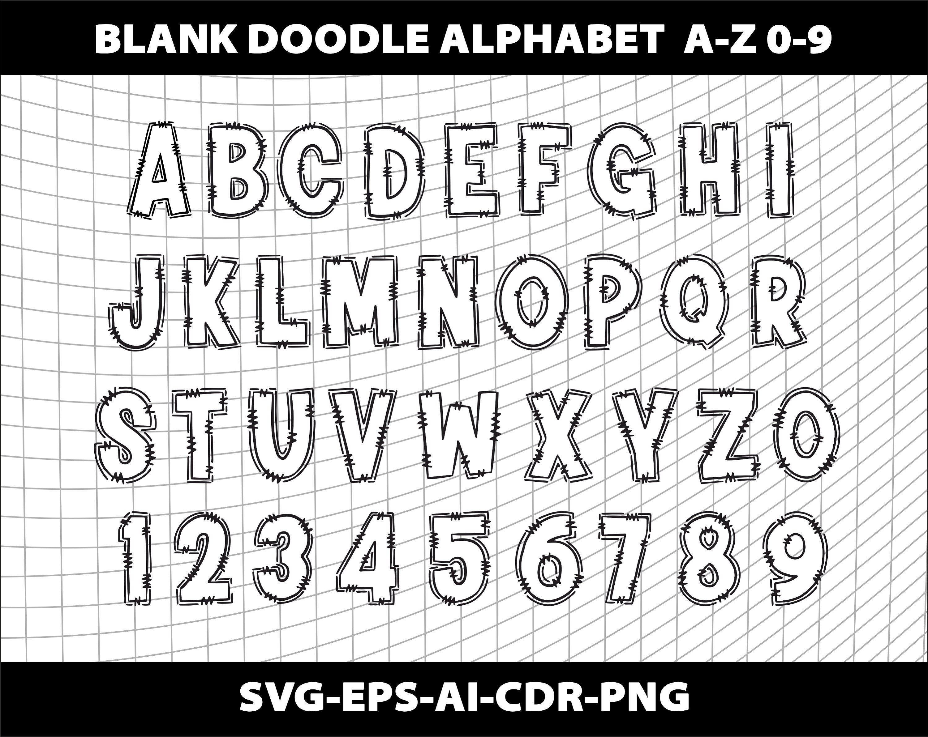 Doodle Blank Transparent Letters Font Alphabet Png Svg Cdr Template ...