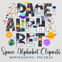 Space Alphabet Letters Clipart Svg Png Galaxy Astronaut Rocket Planet ...