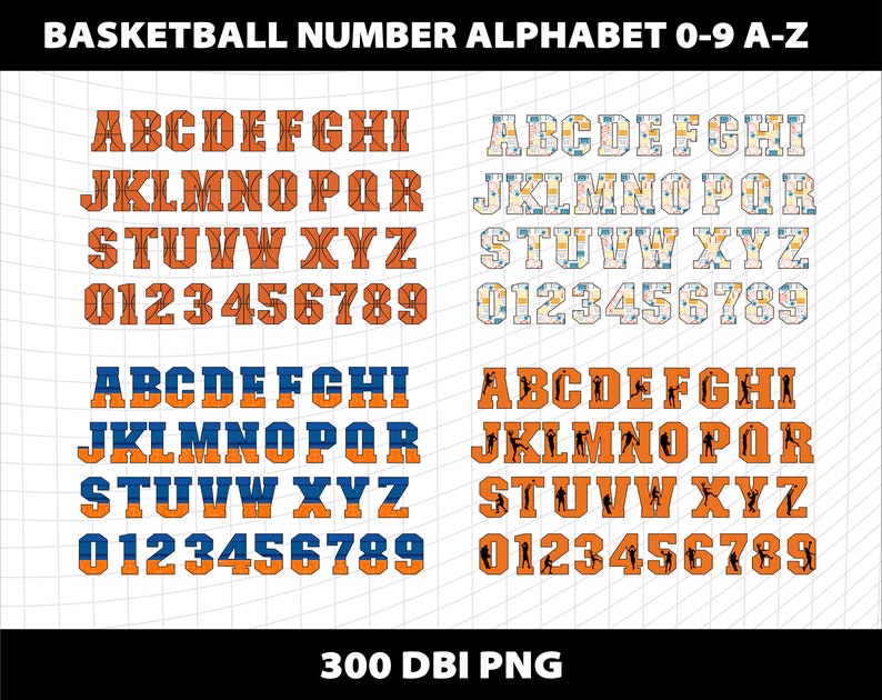 Basketball Letters Alphabet Number Cliparts Font Sublimation Varsity ...