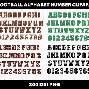 Football Letters Alphabet Number Cliparts Font Sublimation Varsity ...