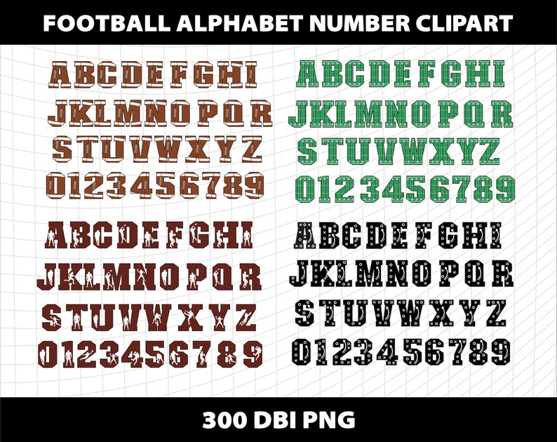 Football Letters Alphabet Number Cliparts Font Sublimation Varsity ...
