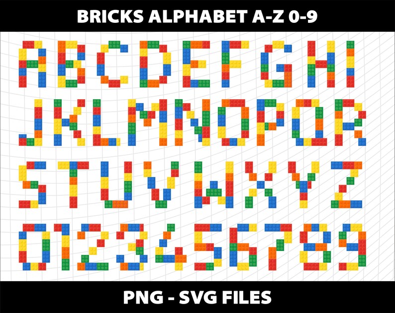 Bricks Alphabet Svg Png Toy Block Alphabet Letters Font Birthday Party ...