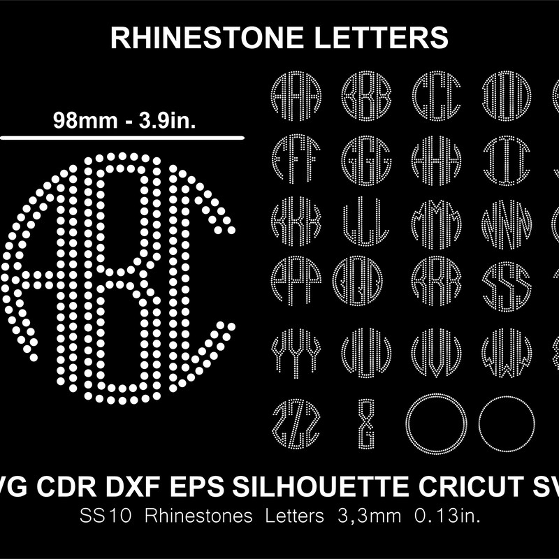 Rhinestone Monogram - Etsy