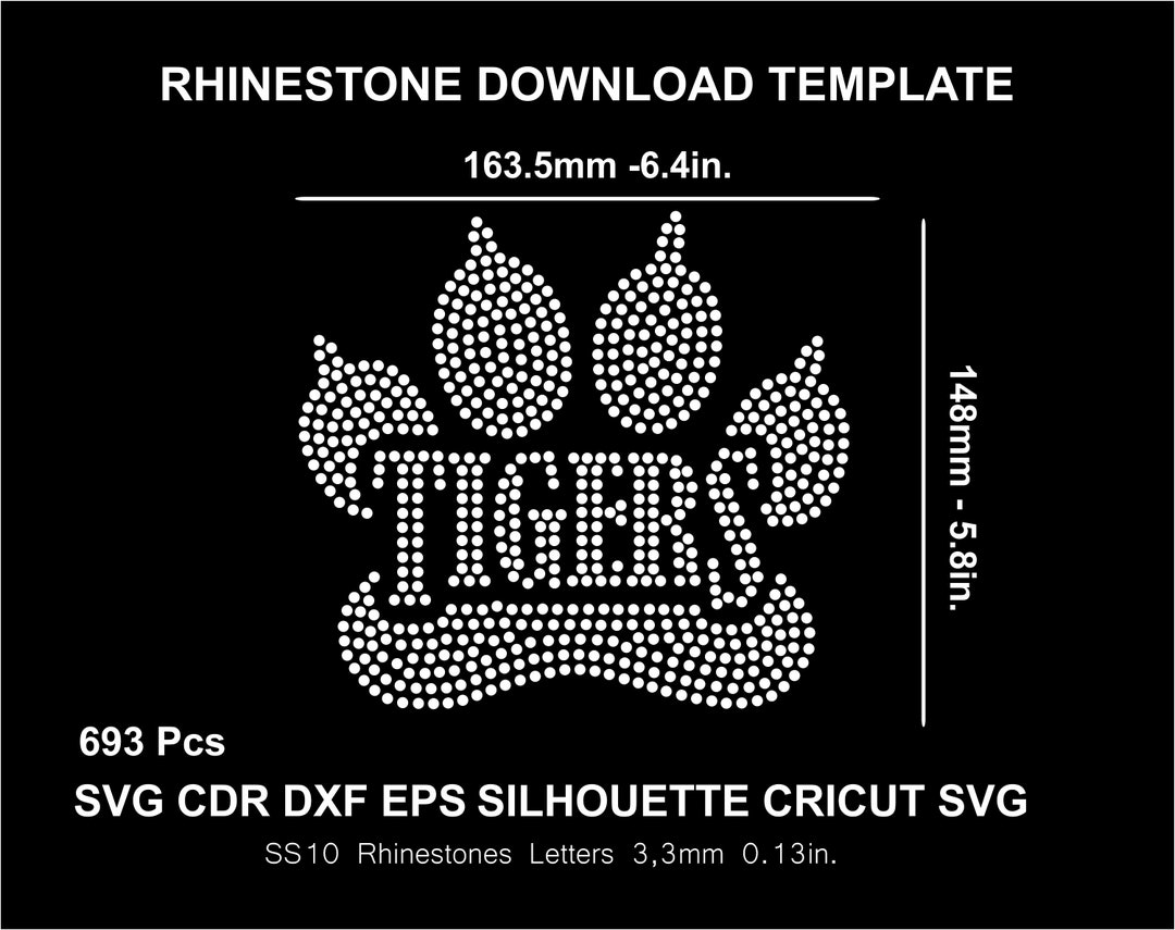 Rhinestone Tigers Silhouette Cricut Cameo Cut Svg Rhinestone Template ...