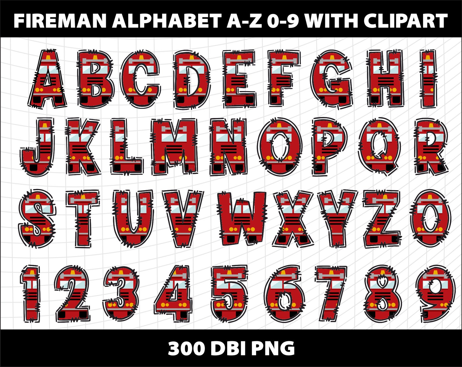 Fire Fighter Fireman Rescue Man Doodle Letters Alphabet Design - Etsy