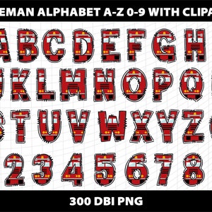 Fire Fighter Fireman Rescue Man Doodle Letters Alphabet Cliparts Png ...