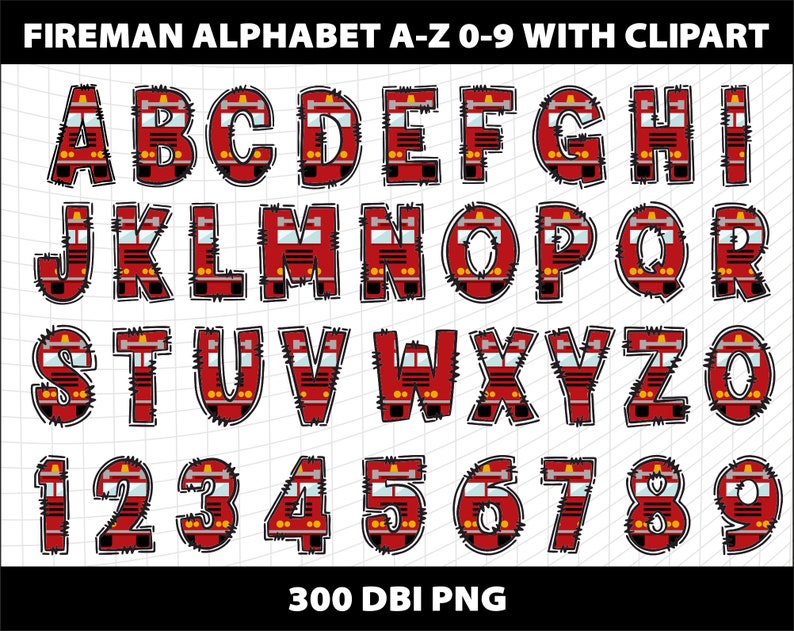 Fire Fighter Fireman Rescue Man Doodle Letters Alphabet Design - Etsy
