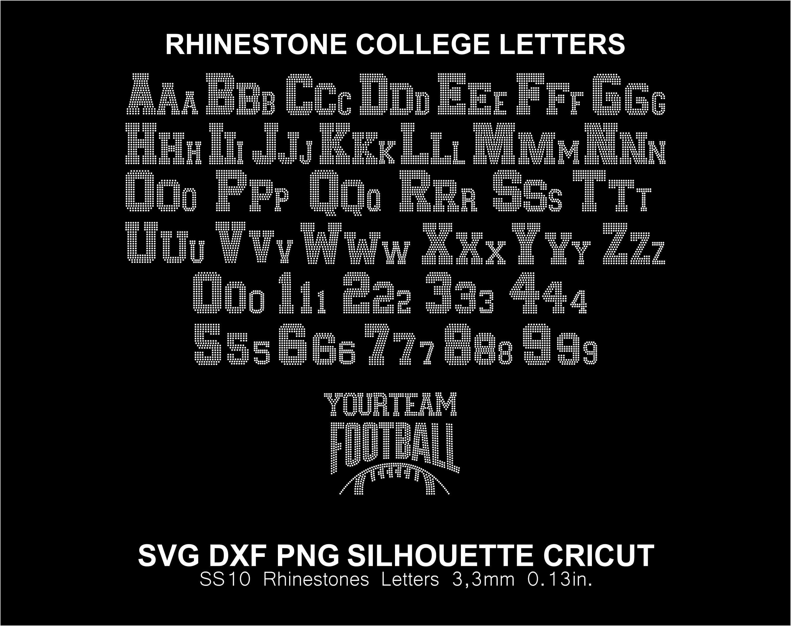 Rhinestone Football Team Font Letters Alphabet College Sports Font ...