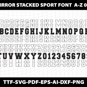 Mirror Stacked Font Alphabet Letters Sublimation Ttf Cricut Svg ...