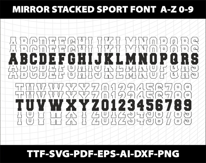 Mirror Stacked Font Alphabet Letters Sublimation Ttf Cricut - Etsy