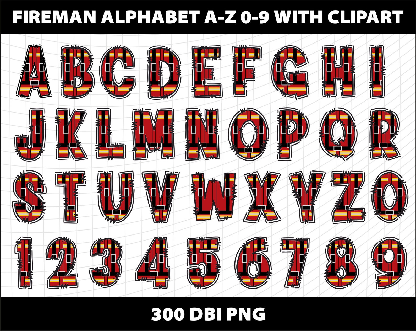 Fire Fighter Fireman Rescue Man Doodle Letters Alphabet Design - Etsy