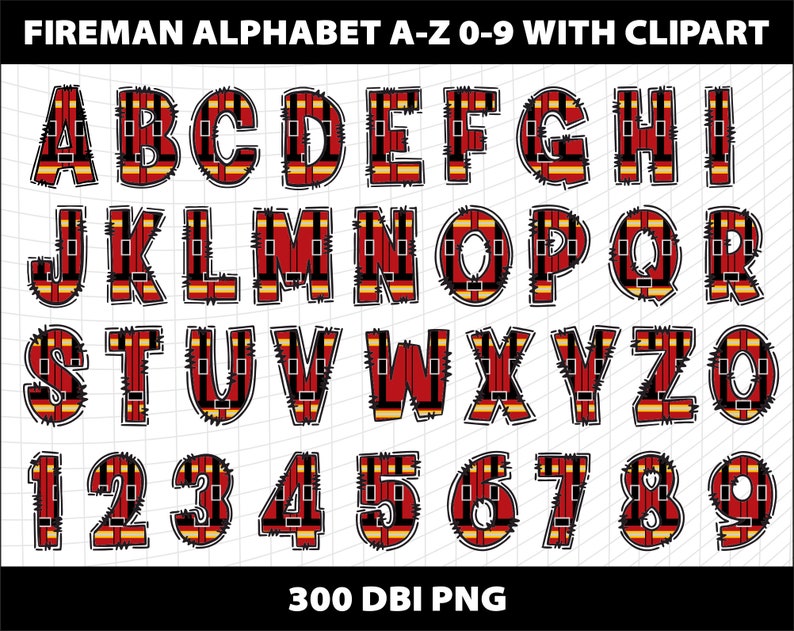 Fire Fighter Fireman Rescue Man Doodle Letters Alphabet Design - Etsy