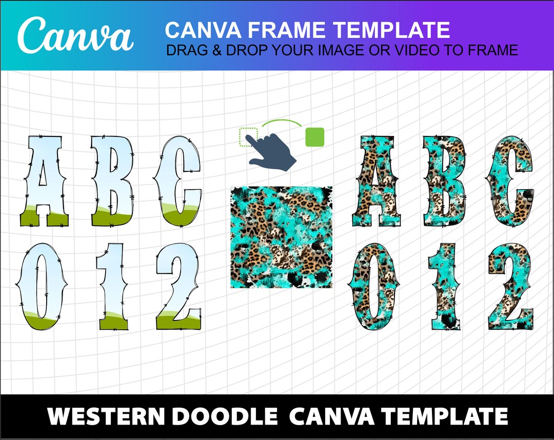 Canva Frame Template Western Doodle Blank Letters Transparent Alphabet ...