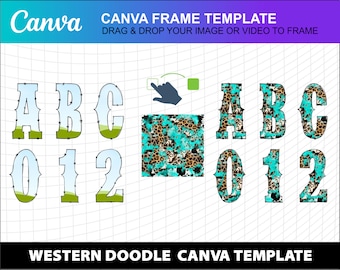 Split Half Letters Alphabet Font Blank Transparent Canva Frame Template ...