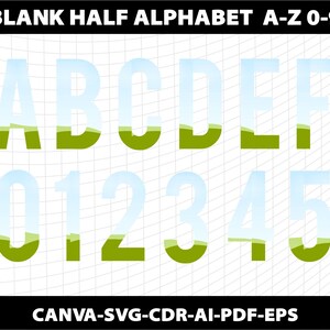 Half Letters Alphabet Font Blank Transparent Canva Frame Template Half ...