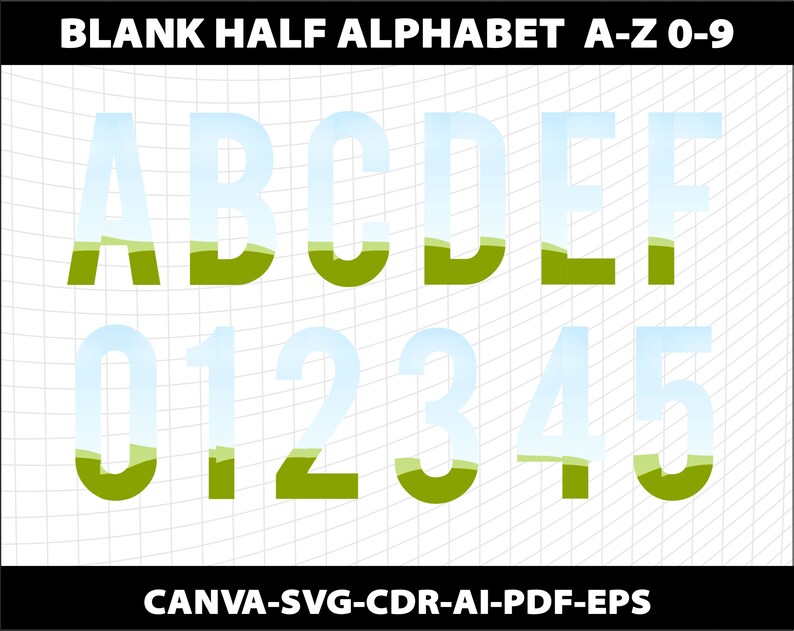 Half Letters Alphabet Font Blank Transparent Canva Frame - Etsy