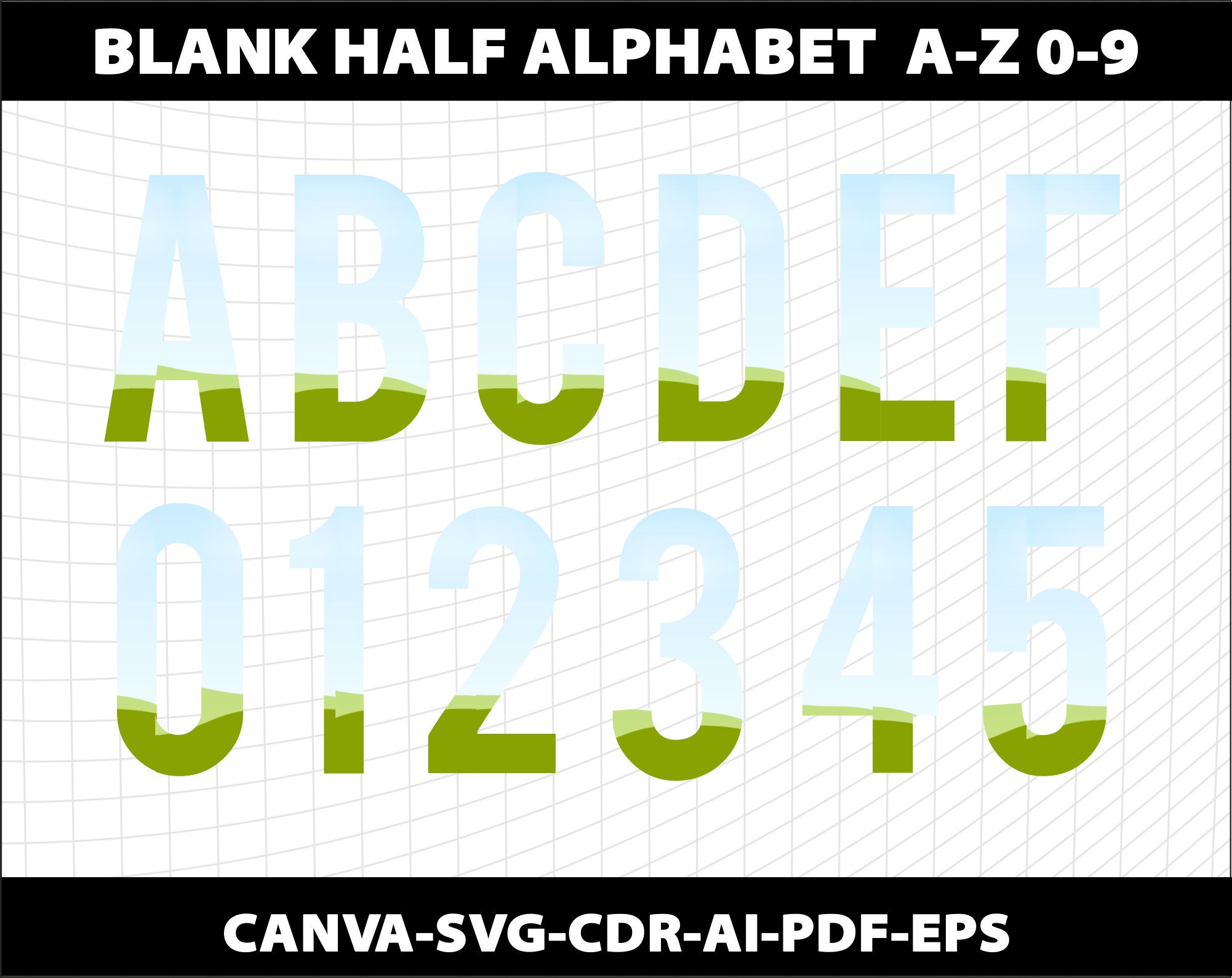 Half Letters Alphabet Font Blank Transparent Canva Frame Template Half ...