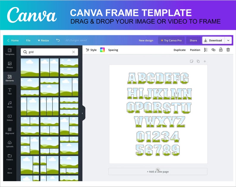 Canva Frame Template Letters Alphabet Blank Transparent - Etsy