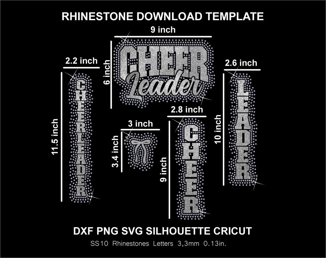 Cheer Leader Vertical Rhinestone and Htv Vinyl Template Silhouette ...