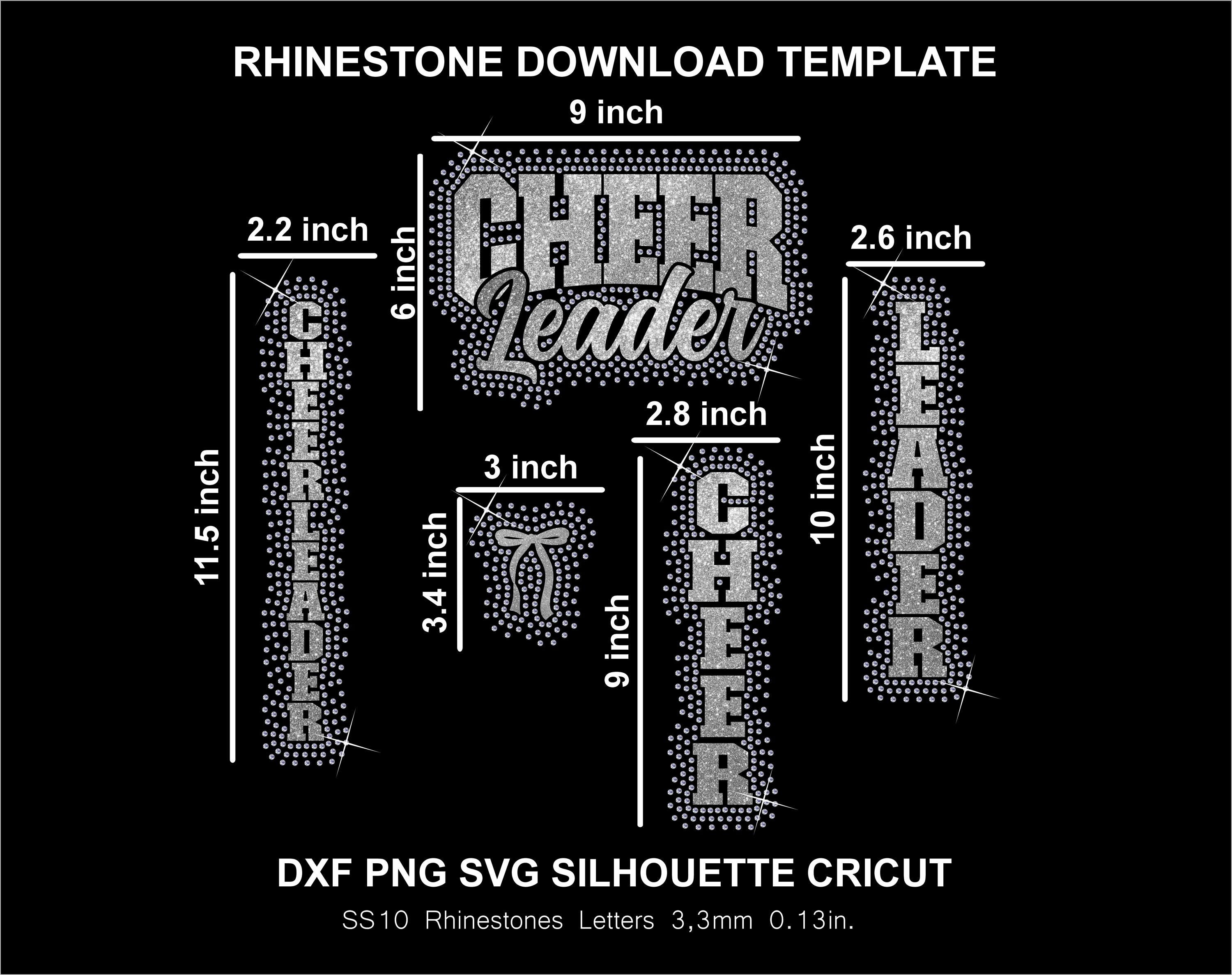 Cheer Leader Vertical Rhinestone and Htv Vinyl Template Silhouette ...