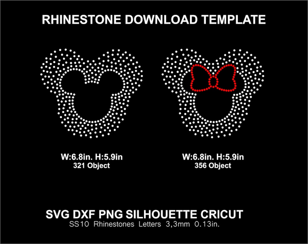 Rhinestone Mickey SVG Silhouette Cricut Cameo Cut Rhinestone Template ...