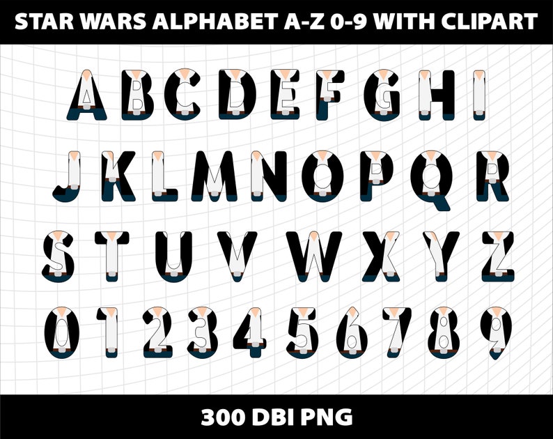 Star Wars Font Letters Alphabet Cliparts Number Png Sublimation Design ...