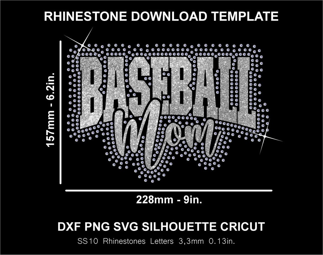Baseball Mom Rhinestone and Htv Vinyl Template Silhouette Cricut Svg ...