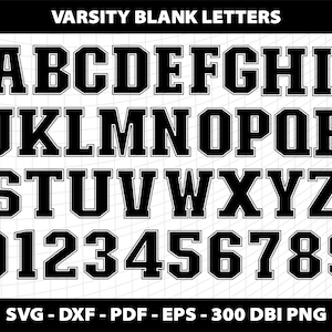 Varsity Blank Transparent Letters Sports Font Alphabet Sublimation Svg ...