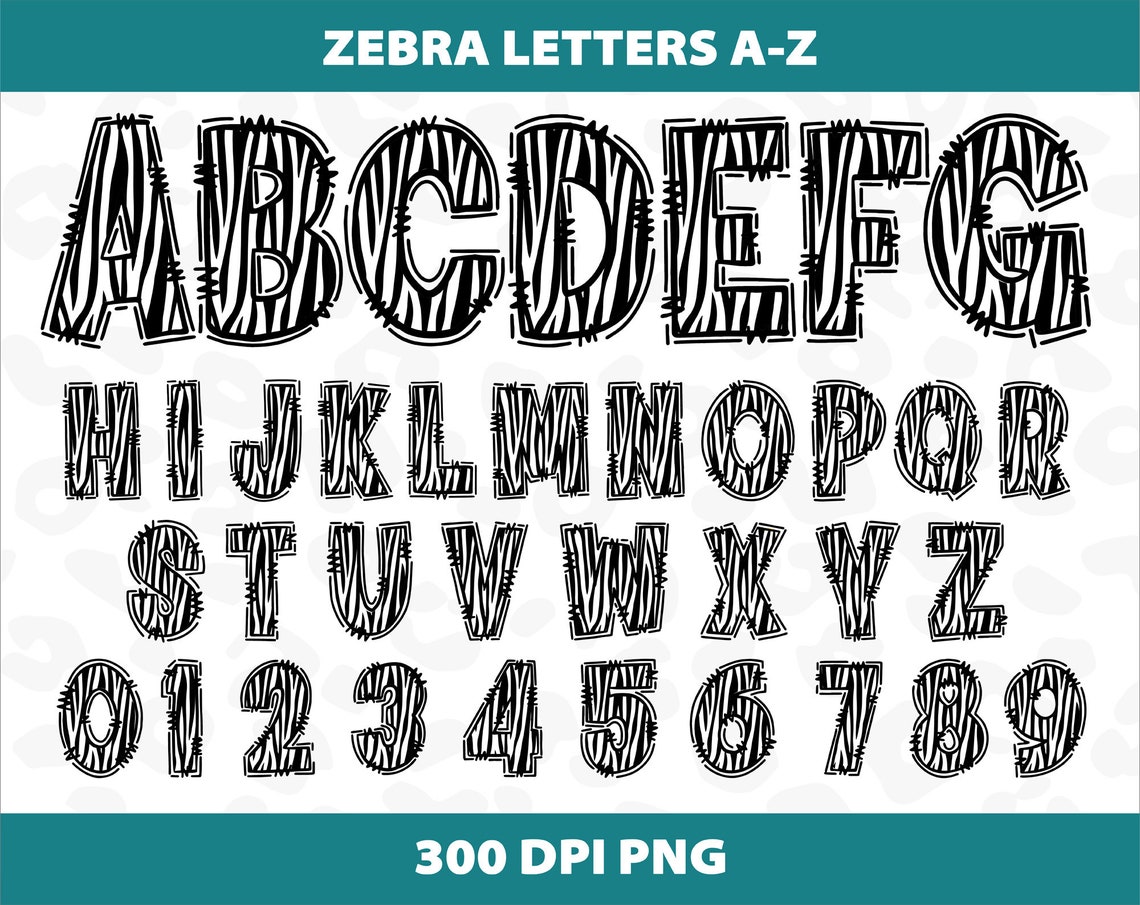 Animal Doodle Bundle Font Sublimation Safari Letters Alphabet Leopard ...
