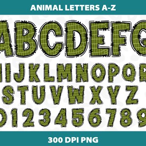 Animal Doodle Bundle Font Sublimation Safari Letters Alphabet Leopard ...