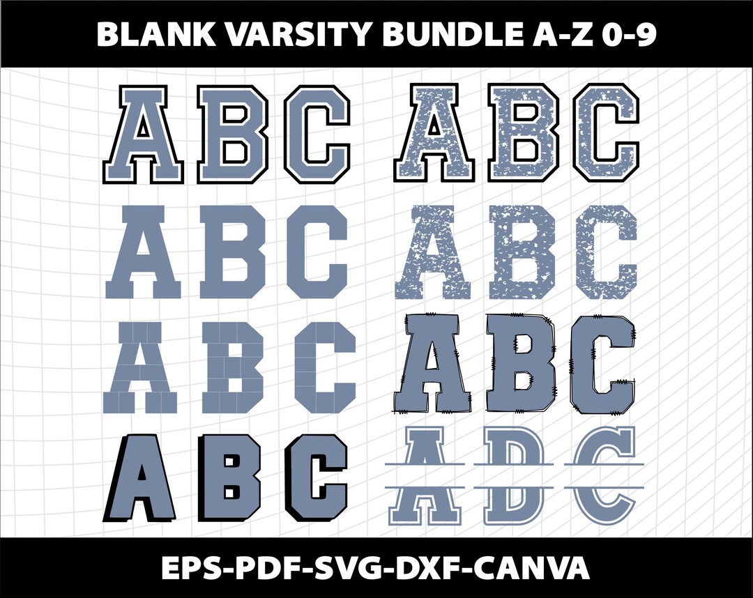 Varsity Blank Transparent Letters Font Alphabet Svg Eps Dxf Canva ...