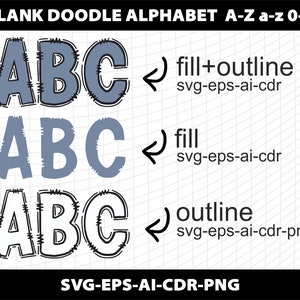 Doodle Blank Transparent Letters Font Alphabet Png Svg Cdr Template ...