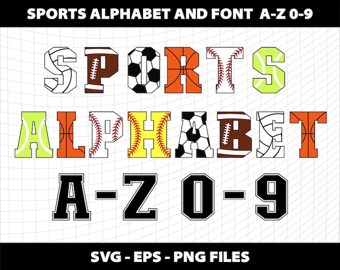 Sports Alphabet Clipart Clip Art, Sports Letters Font, Lowercase and ...