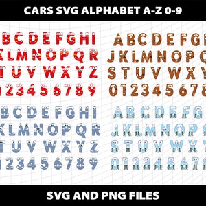 Cars Svg Lightning Mcqueen Alphabet Font Letters Svg Png Birthday ...