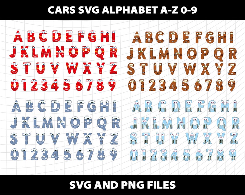Cars Letters Alphabet Font Clipart Svg Png Bundle Birthday Party ...
