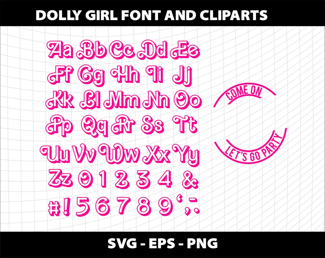 Dolly Font Svg Png Logo Cliparts Alphabet Letters Doll Girl Retro Movie ...