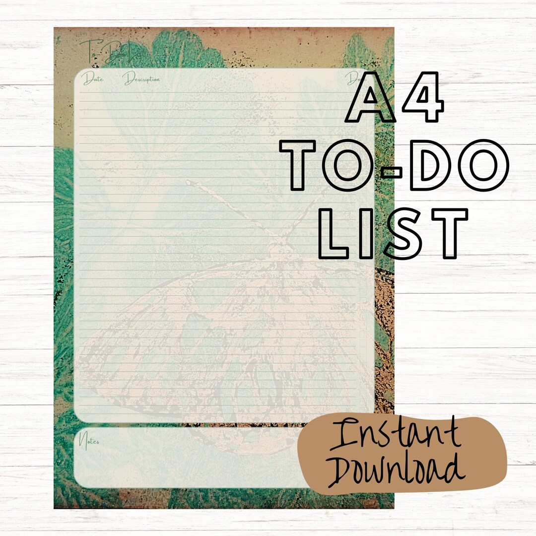 Butterfly to Do List Instant Download Botanical Task List - Etsy