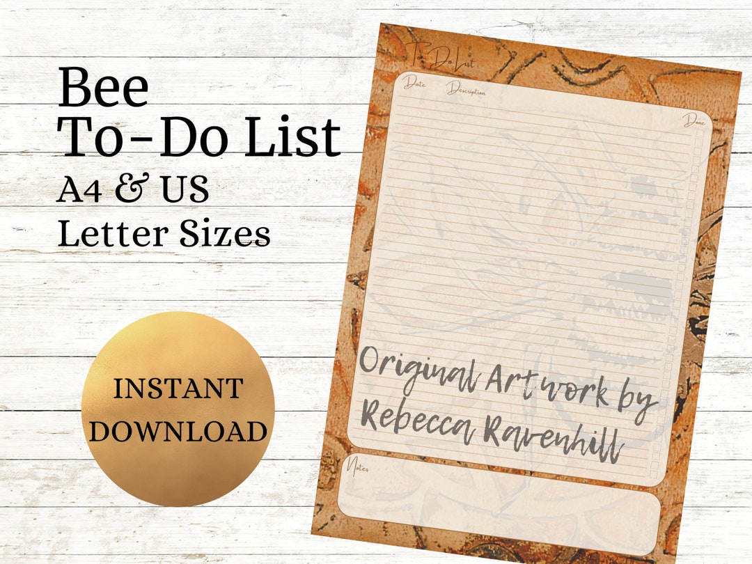 Bumblebee to Do List Instant Download Bee Printable Task List Bumblebee ...